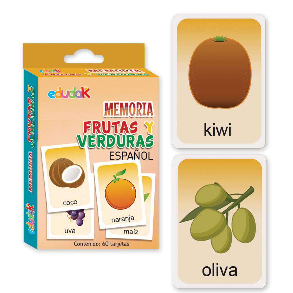 MEMORIA FRUTAS Y VERDURAS ESPAÑOL C/60 TARJETAS | Mundidáctico